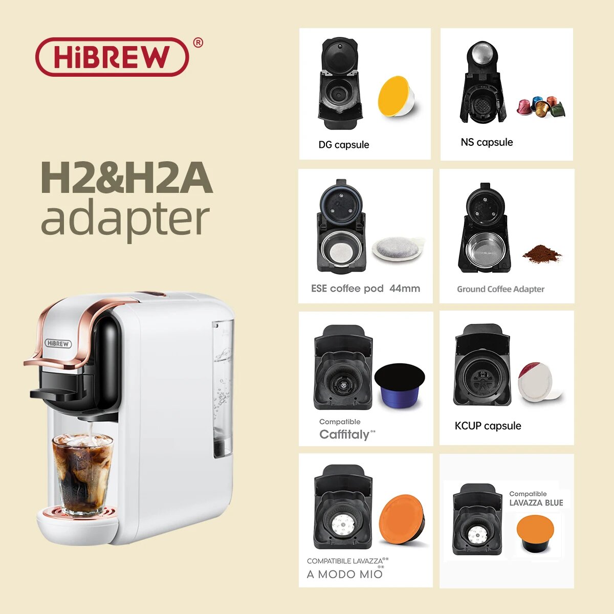 HiBREW Адаптер для капсул Lavazza A Modo Mio, H2 MODO MIO — фото 1