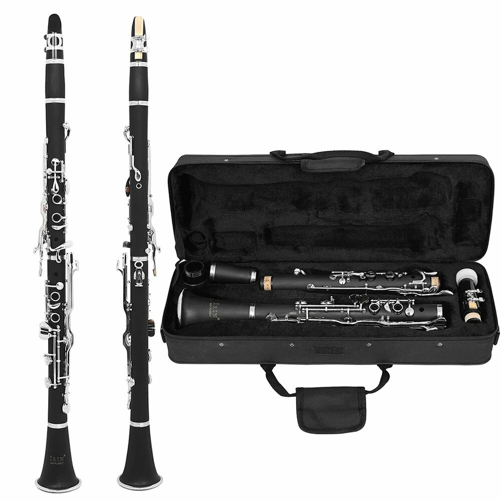 Немецкий кларнет G-key, 17-клавишный, бакелитовые никелированные клавиши с аксессуарами, деревянный духовой инструмент