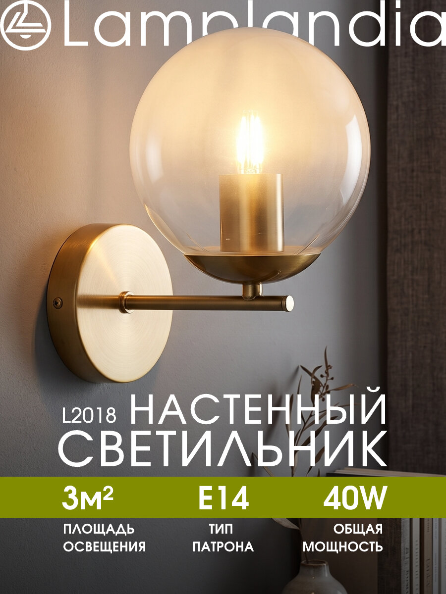 Светильник настенный Lamplandia L2018 GRADIENT, E14*1 макс 40Вт
