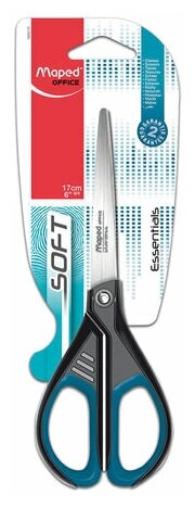 Ножницы MAPED"Start Soft", 170 мм, прорезиненные ручки, черно-синие, картонная упаковка с европодвесом, 468210, 467210, 468210