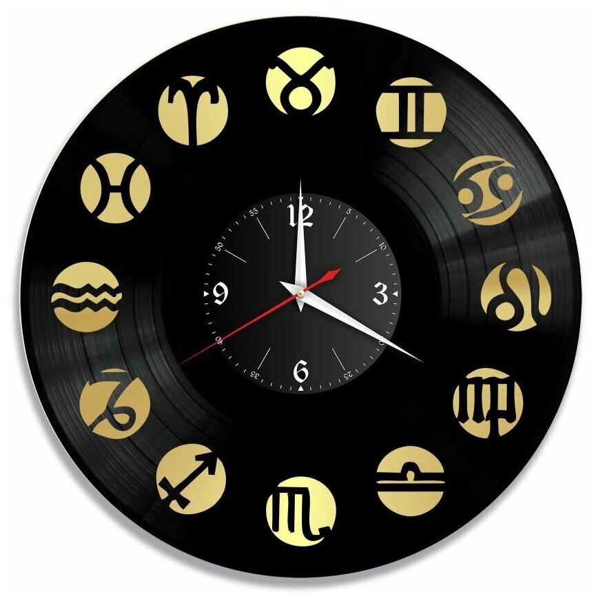 Часы из винила Redlaser "Зодиак, наки зодиака, астрология" VW-10399-1