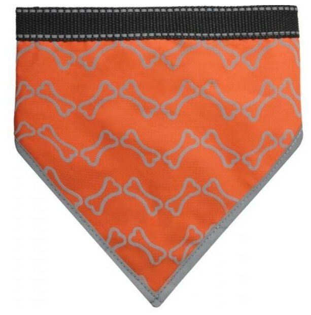 Triol Бандана для собак со светоотражающими элементами "Косточки" L, оранжевая, 37-39см