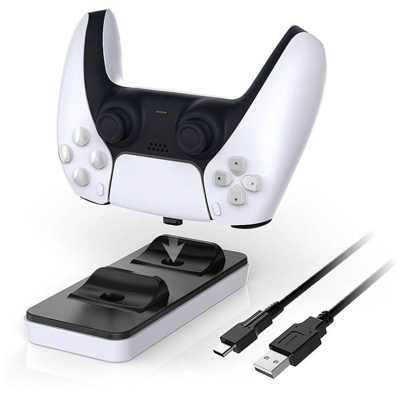 Зарядная станция для геймпада DualSense PS5 (Dobe TP5-0505) Black/White