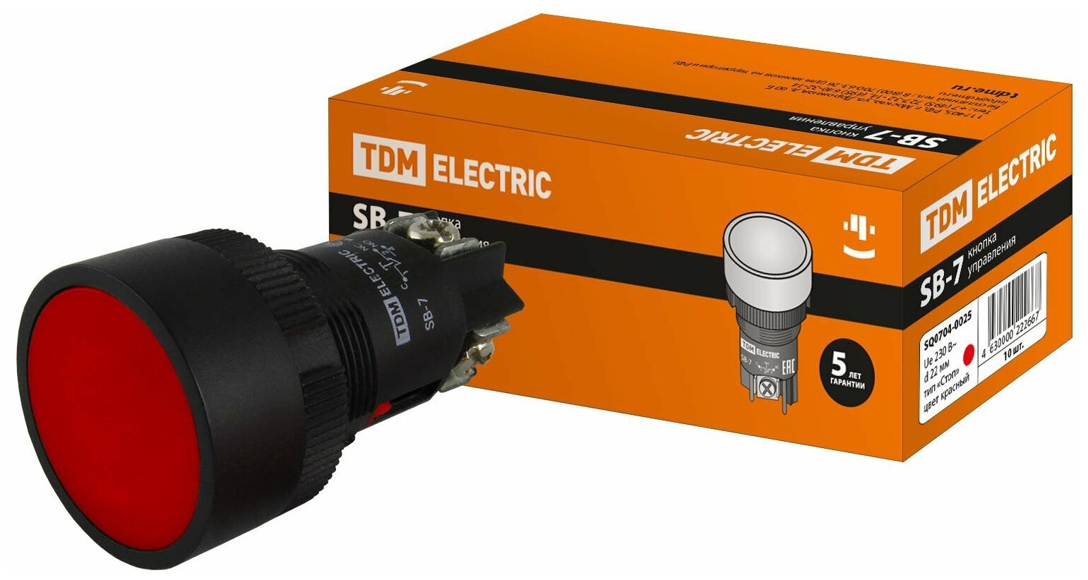 TDM кнопка управления SВ-7 "Стоп" красн. 1р d22мм/230В SQ0704-0025