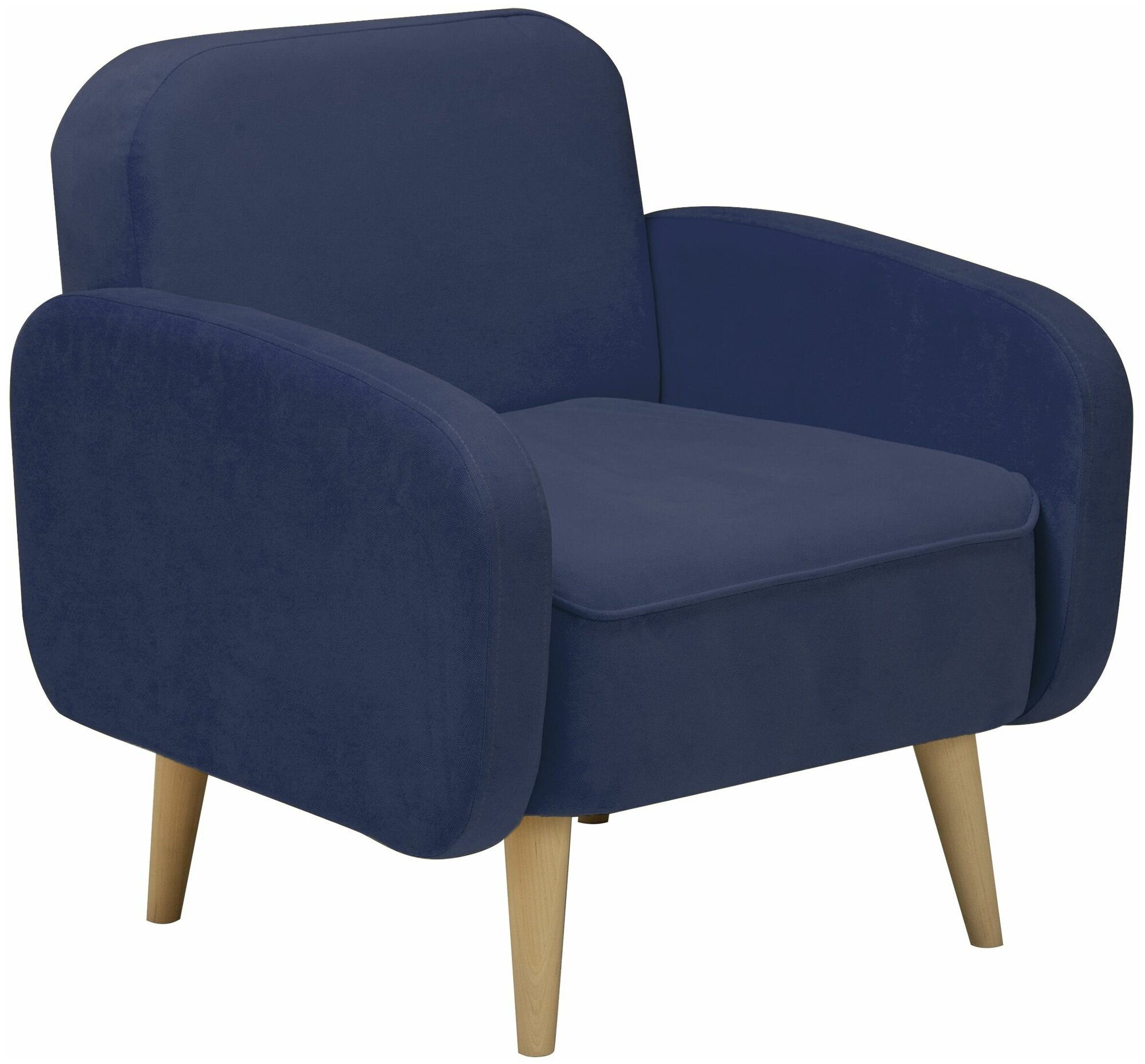 Кресло для отдыха Малютка, мягкое, с подлокотниками, на ножках, велюр темно-синий