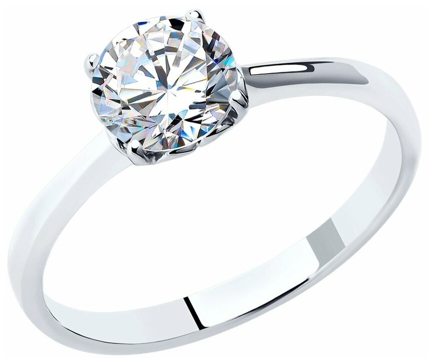 Кольцо, серебро, 925 проба, родирование, фианит