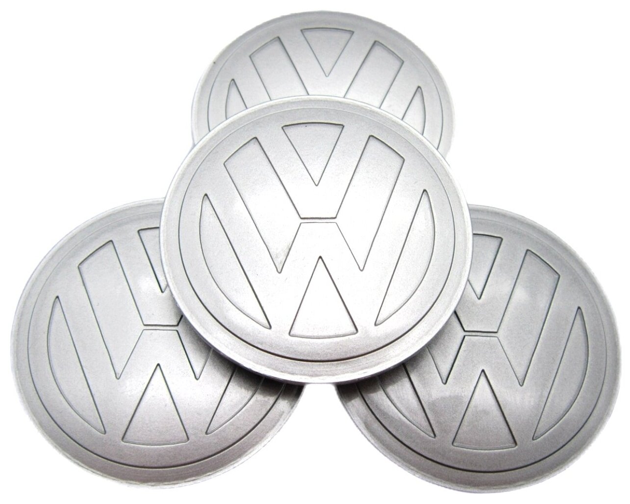 Колпачки, заглушки на литые диски КиК Фольксваген серебристый 62/55/10, комплект 4 шт.