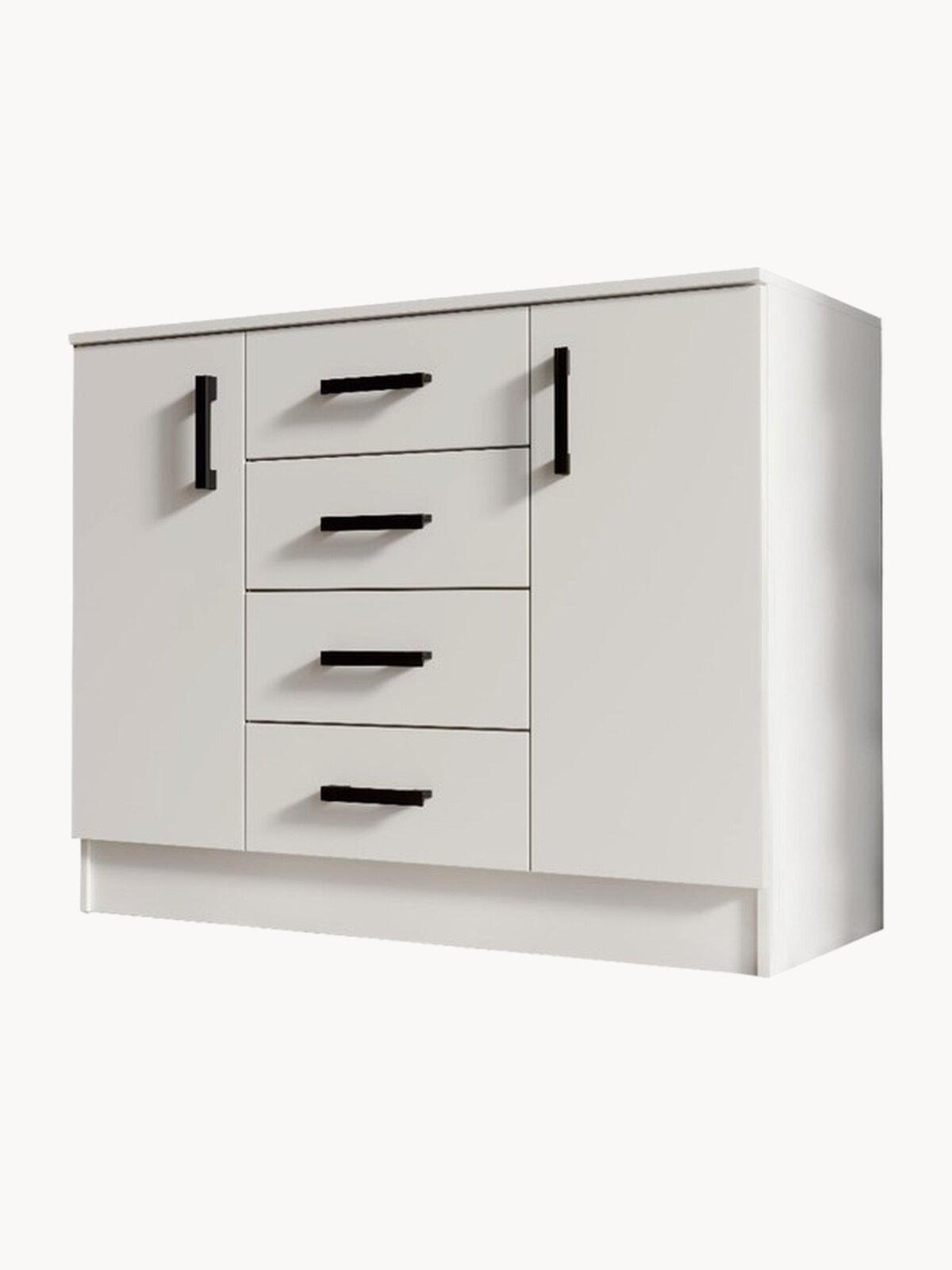 Комод ЭРА К1000-2Д, 4 ящика, 2 дверцы, ЛДСП, 100 х 83 х 44 см, Белый гладкий ПЭ12720