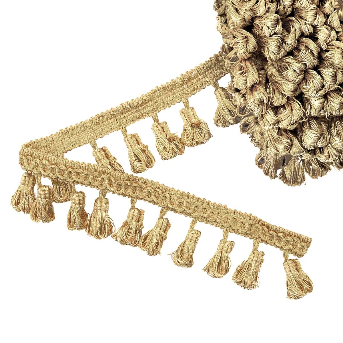 Бахрома для штор с кисточками, 5 см* 10 м, для текстиля и шитья, светло-бежевая, Айрис