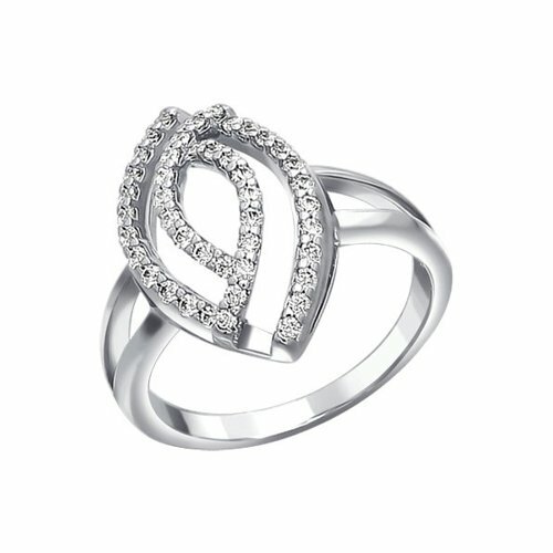 Кольцо, серебро, 925 проба, фианит