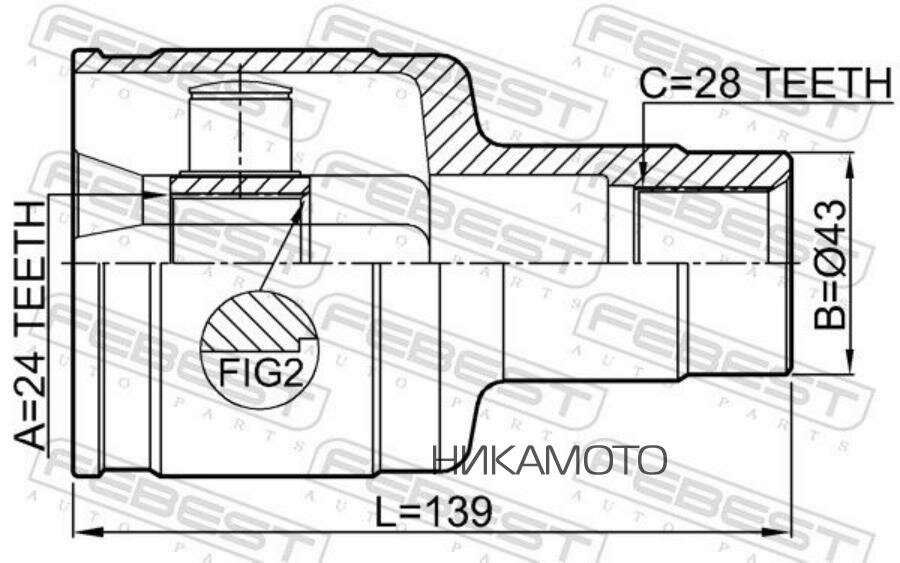 FEBEST 1511-002 ШРУС CHERY TIGGO T11 05- внутр. прав.
