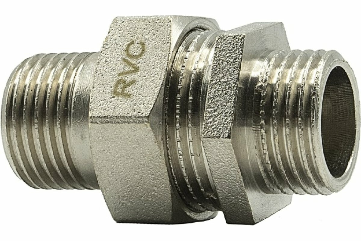 Прямая американка RVC 1/2\" ш х 1/2\" ш латунь никельный сгон прямой с уплотнителем EPDM для труб до 16 Bar и температур от –20°C до +120°C