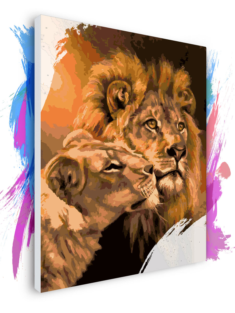 Картина по номерам на холсте Лев и Львица, 100 х 120 см