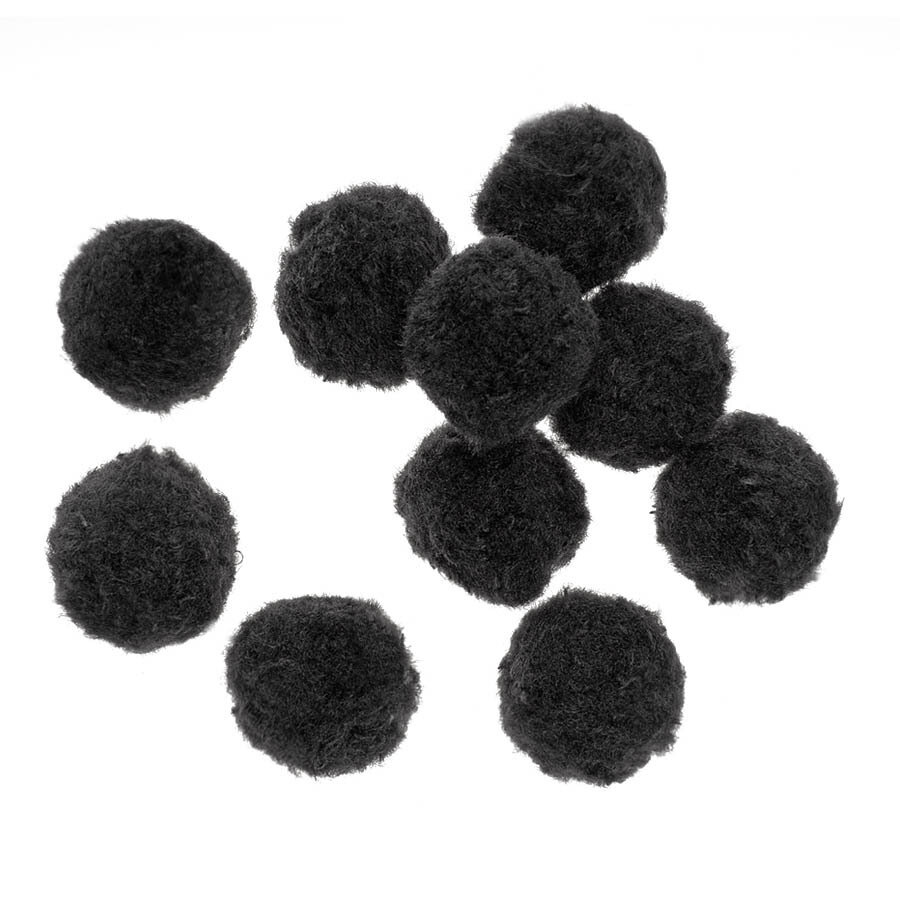 Помпоны / Пампушки из пряжи 35 мм, черные, 20 штук
