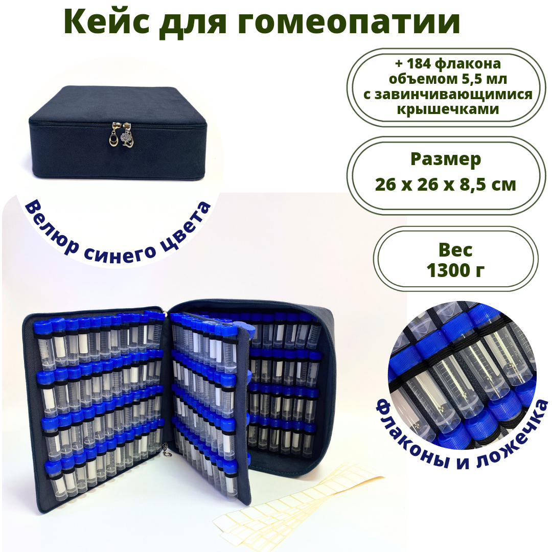 Аптечка, пенал, кейс для хранения и транспортировки гомеопатических препаратов на 184 флакона