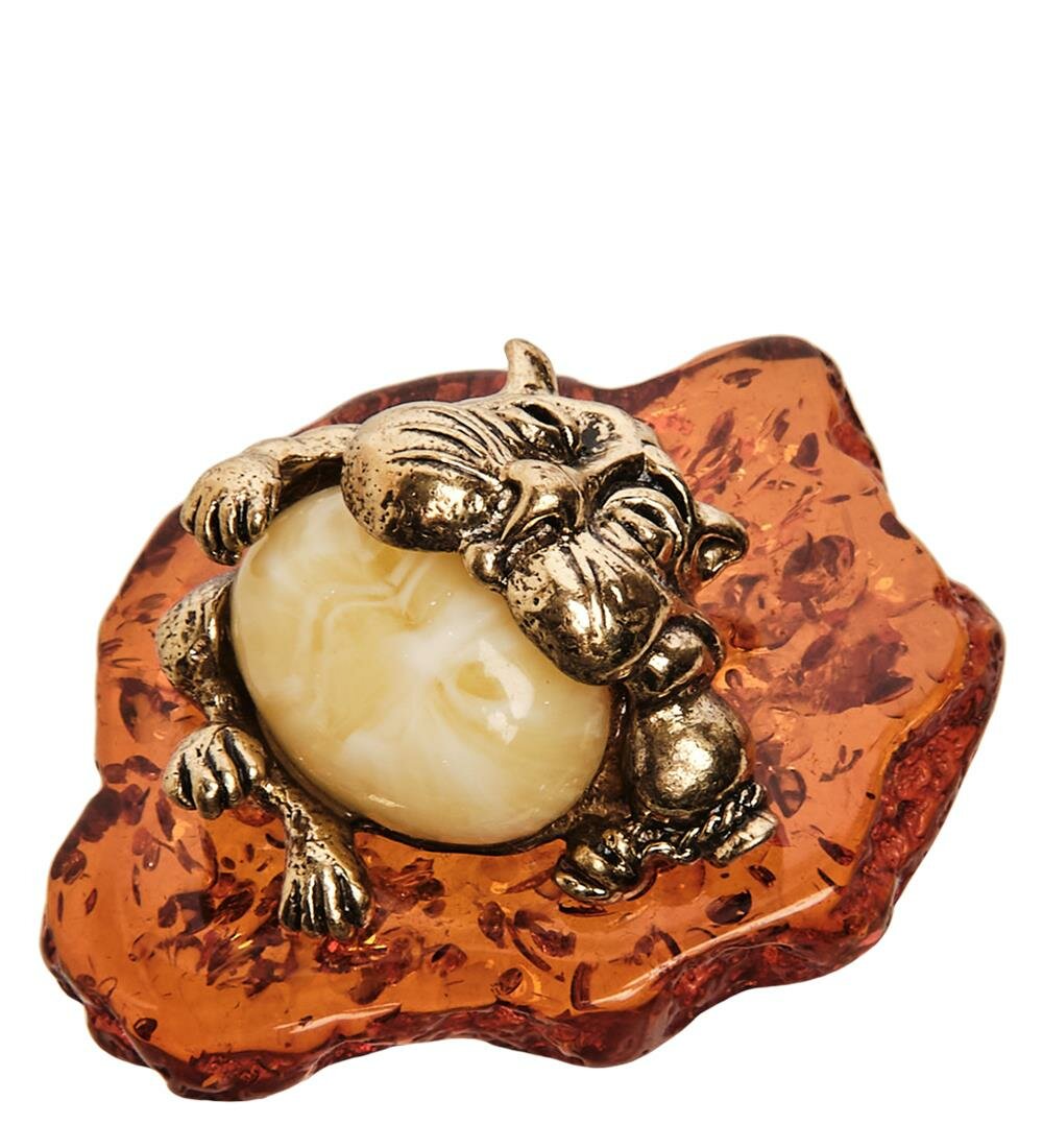 Фигурка Сыто спящий кот (янтарь)