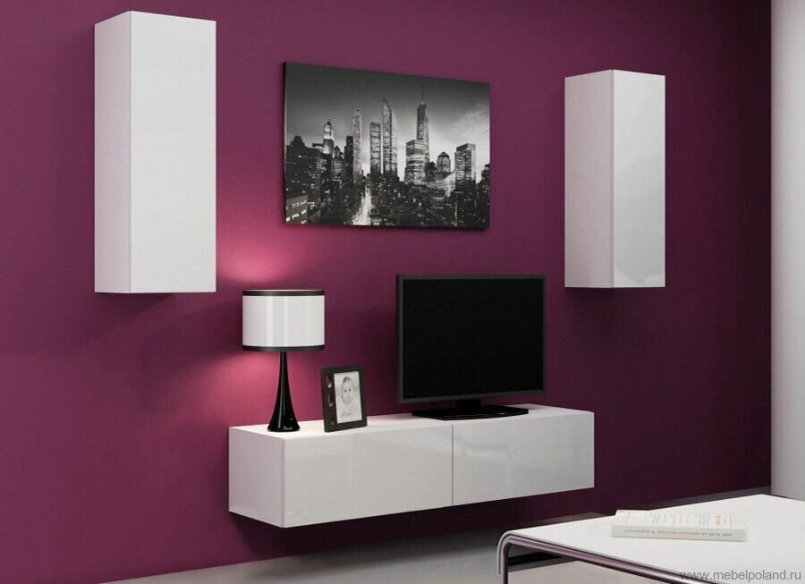 Стенка в гостиную Мебель на Руси "Виго 7" 210х200х42, белый / белый глянец