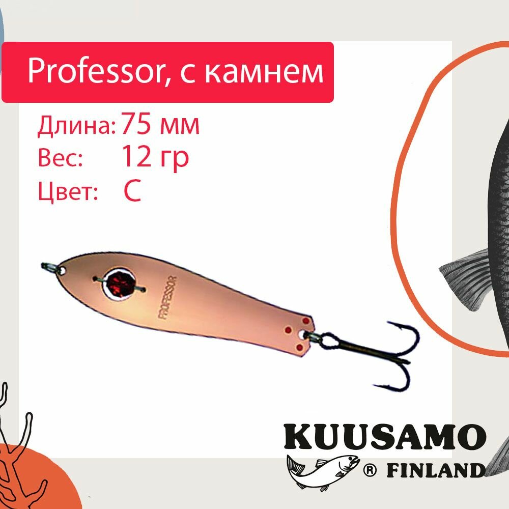 Блесна для рыбалки Kuusamo Professor 3, 75/12 с камнем, C (колеблющаяся)