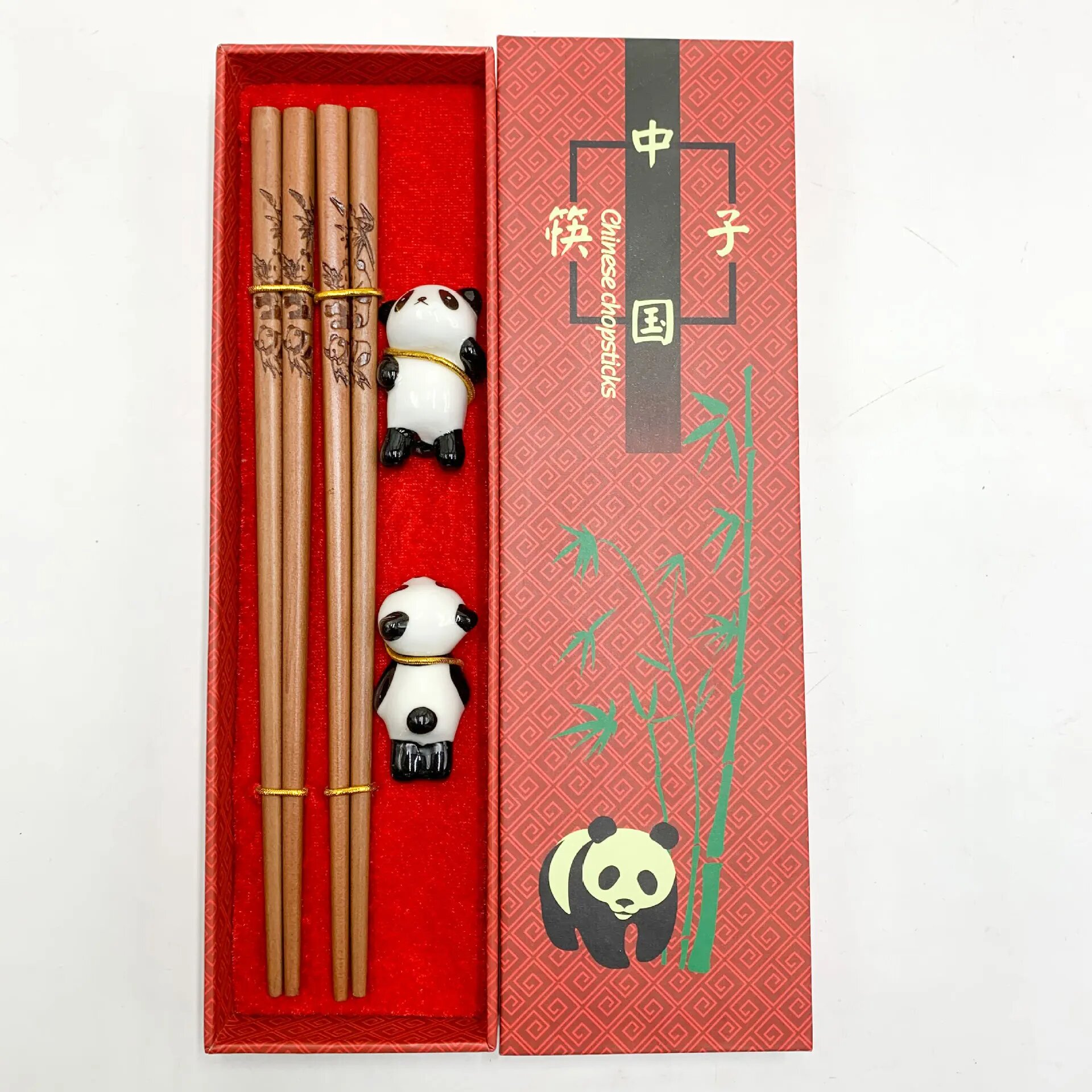 Деревянные палочки для еды Panda, 2 пары, Wooden chopsticks G