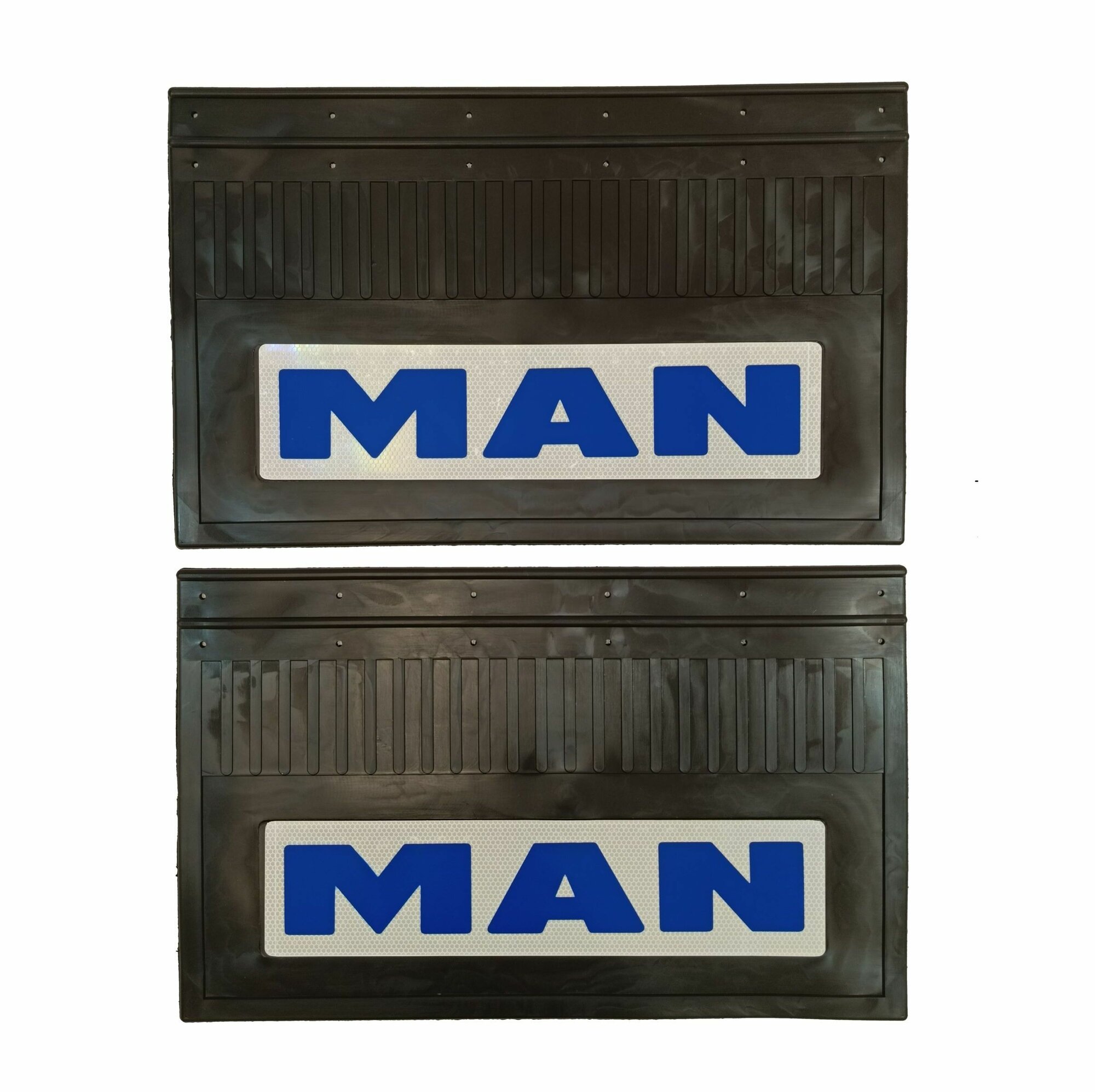 Брызговики светоотражающие. 580х360мм Резина. Надпись "MAN" (синий) 2 шт. (15256)