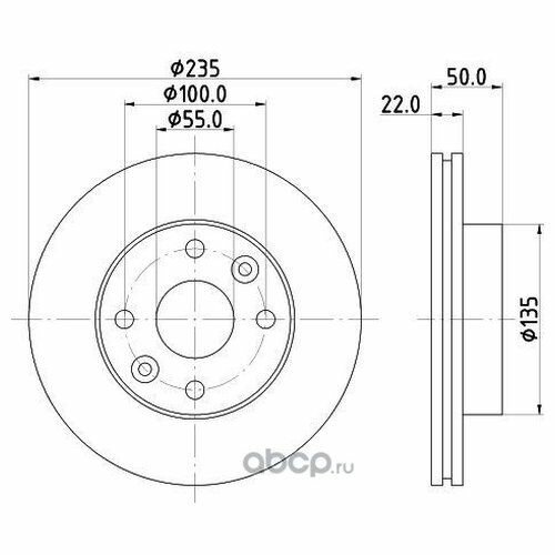 Тормозной диск передний Nisshinbo ND6089K для Kia Rio