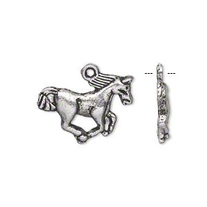 Подвеска, 21х15мм, лошадка, базовый материал - оловянный сплав, посеребренная, 5 шт.