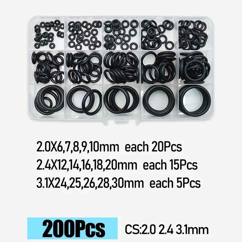 Резиновые уплотнительные кольца CS 1/1.5/2.0/2.4/3.1/4.0mm 200pcs