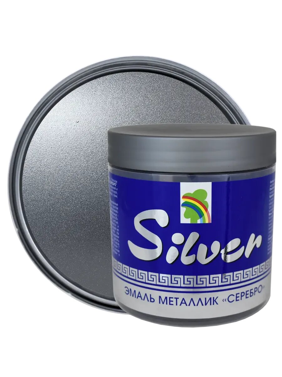 Эмаль акриловая глянцевая серебряный металлик Р-117 0.45 л