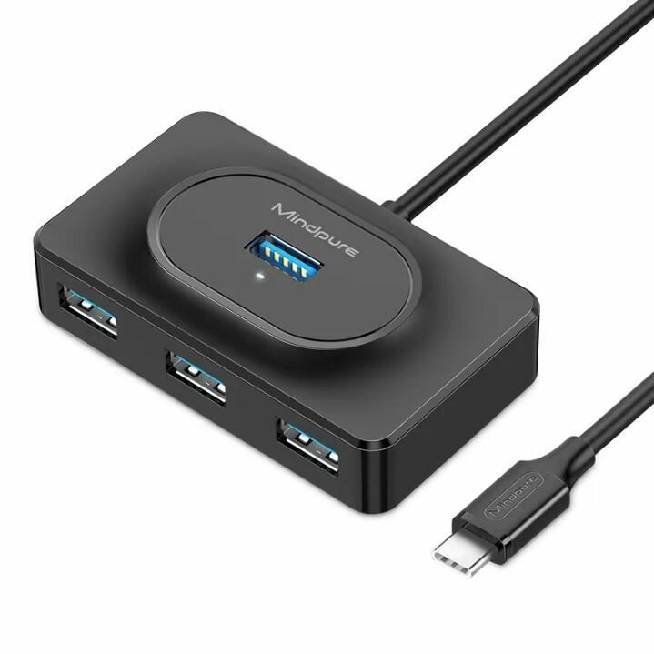 USB-C Type-C концентратор Mindpure Хаб / Hub 3.0 4 USB + Type-C разъем питания US021 0.3м