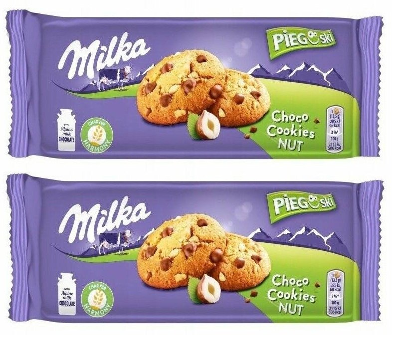 Печенье Милка с кусочками молочного шоколада из альпийского молока / Milka Choco Cookies Nut 2 х 135 гр