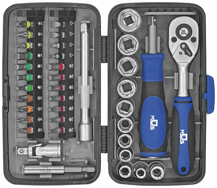 Набор для инструмента MOS биты, головки, вороток, удлинитель, 38 шт