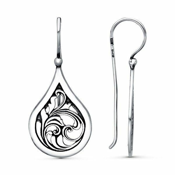 Серьги с подвесками, серебро, 925 проба, чернение