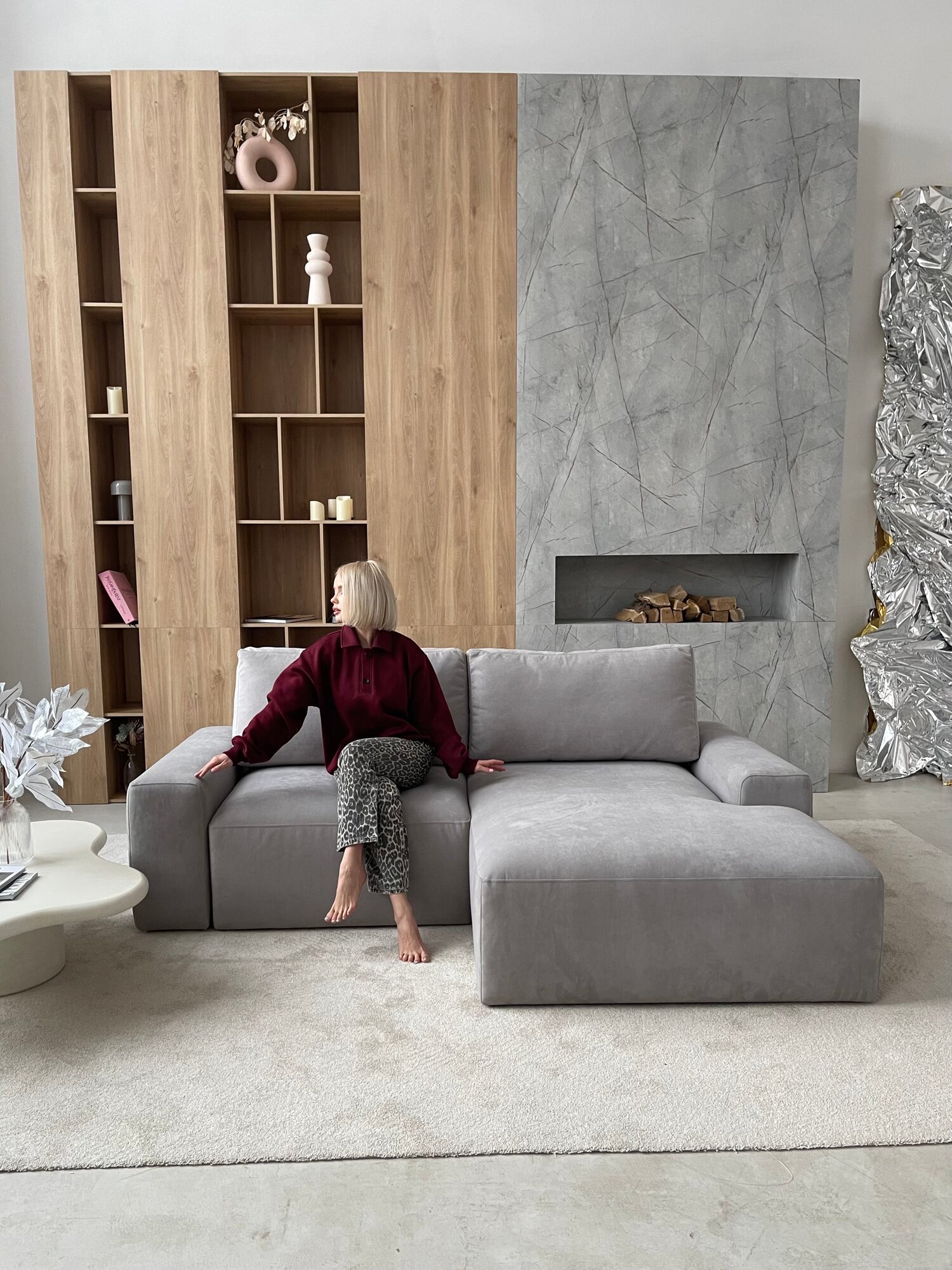 Угловой диван Леон, лофт, с независимым пружинным блоком, механизм Еврокнижка, 255х170х80 см