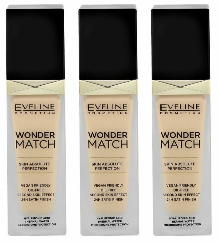 Eveline Cosmetics Адаптирующаяся тональная основа Wonder Match, тон №25 Light beige, 30 мл, 3 шт