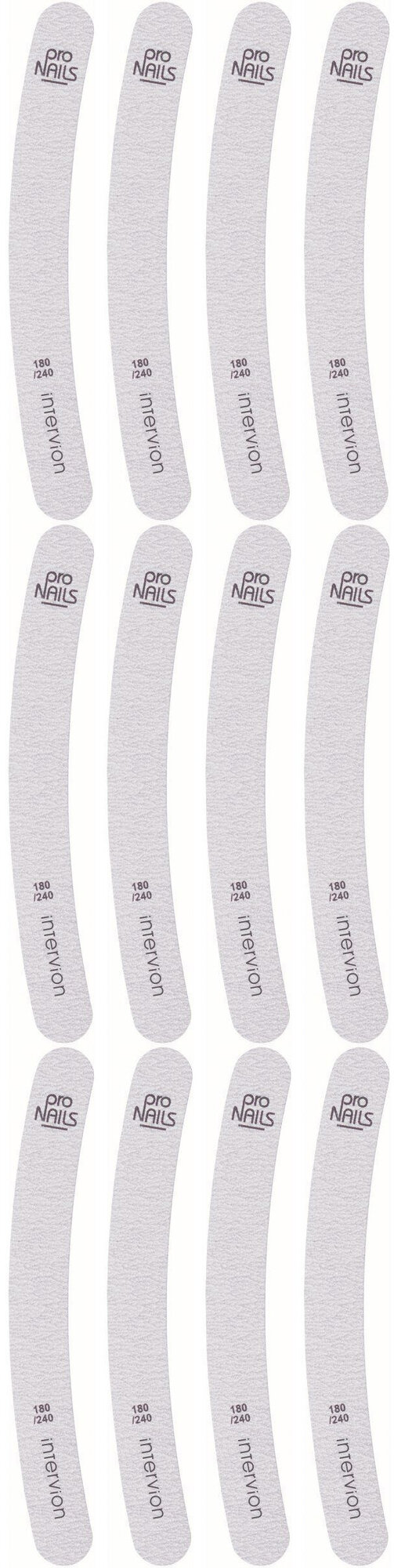 InterVion Пилка для ногтей, PRO NAILS, банан, 180/240 12шт