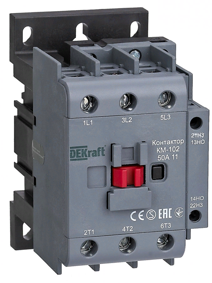 Контактор DEKraft / Декрафт КМ-102 АС IP20 1NО, 1NC 230В 50А 50Гц, 22007DEK / коммутационное оборудование