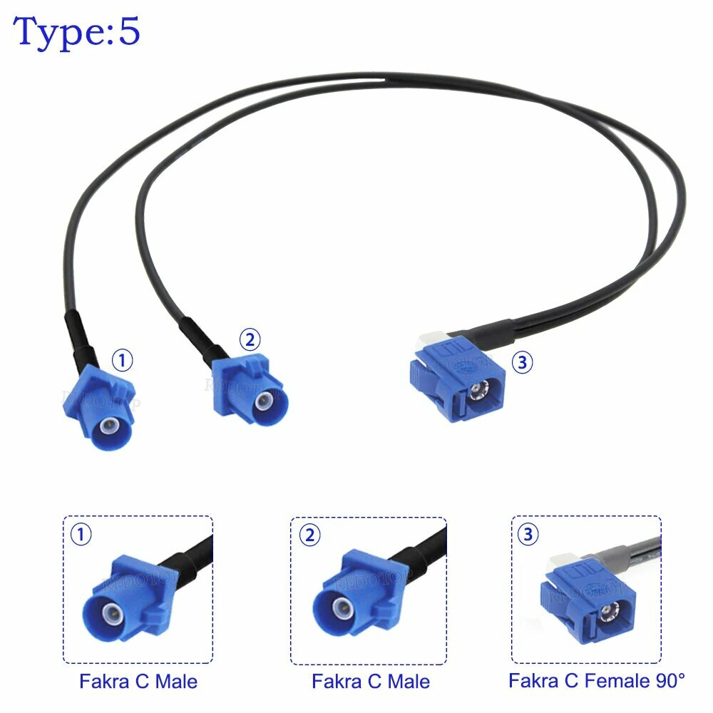 RFDOTOP BT1334-RG174 разветвитель Fakra C 0.15, C F90 to 2 C Male