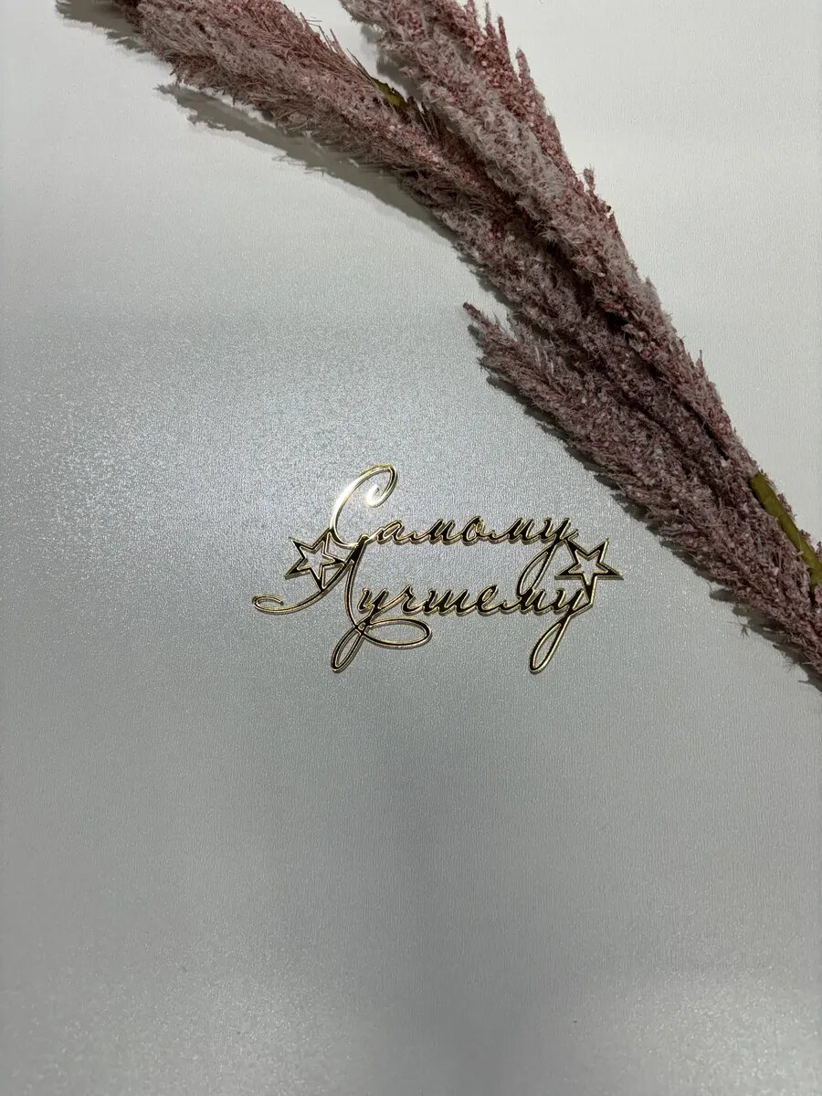Топпер AcrylWood "Самому Лучшему", для торта, акрил, зеркальный — фото 1