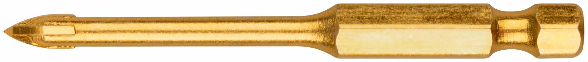 Сверло по кафелю, 4 режущие кромки, титановое покрытие, U-хвостовик под биту 4х69 мм