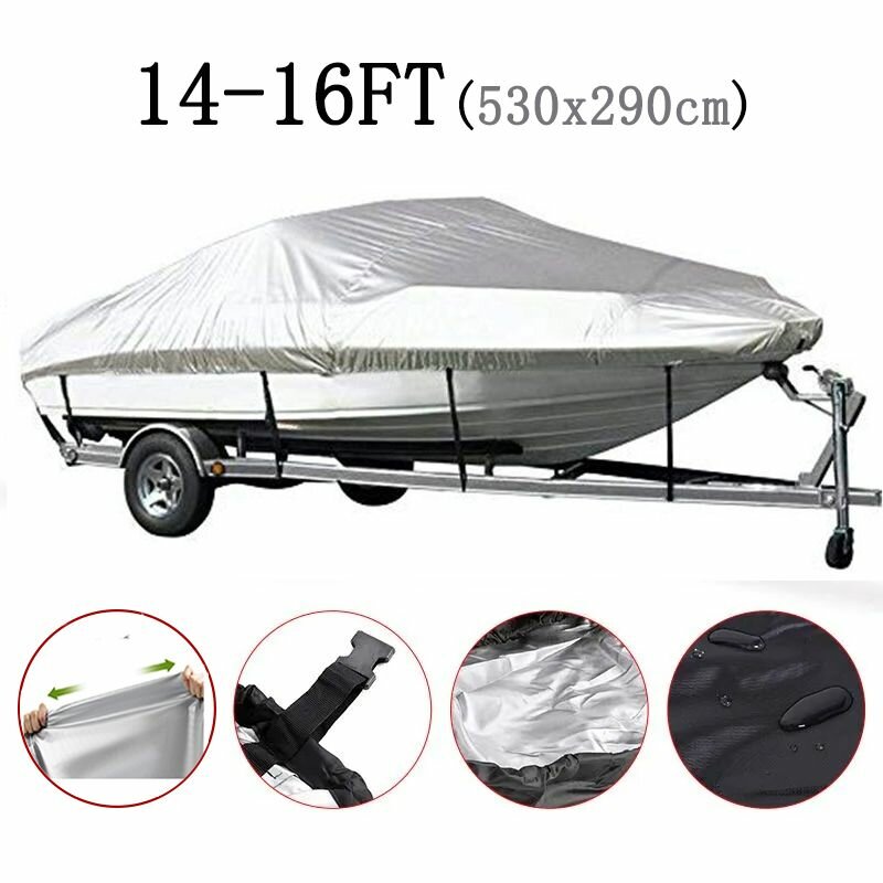 V-образный Тент для лодки пвх 14-16ft(530x290см), стояночный, непромокаемый, для сезонного хранения / чехол на лодку пвх (420/530/600/700)