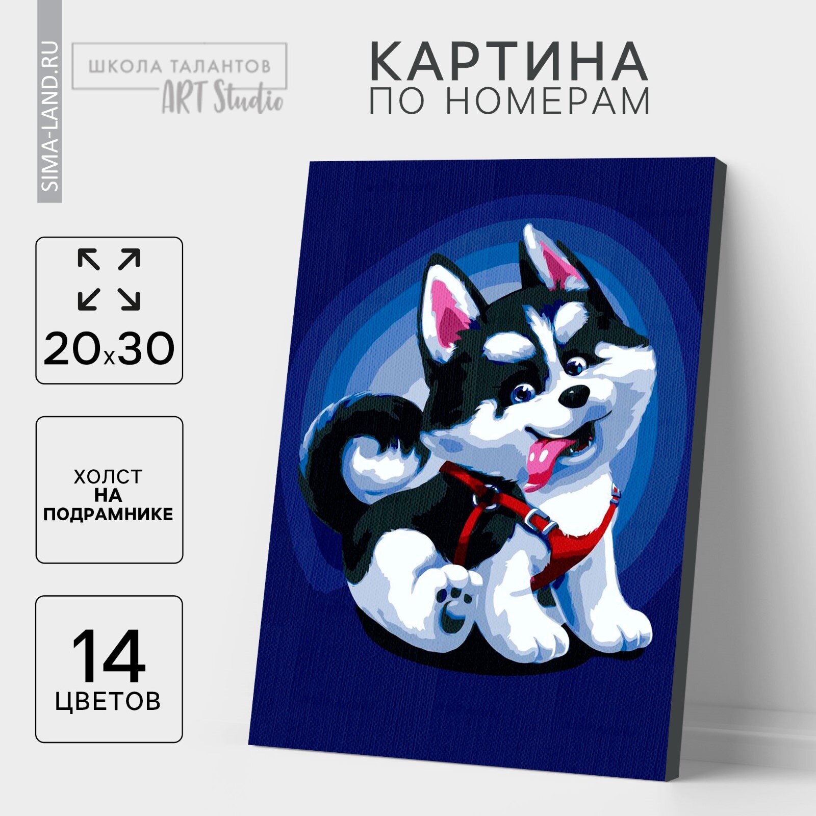 Картина по номерам на холсте с подрамником «Щенок хаски», 30×20 см