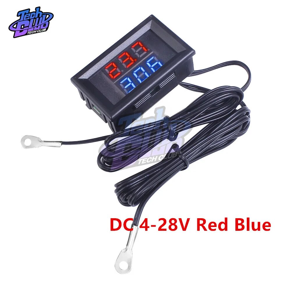 Цифровой термометр DC 4-28V Red Blue