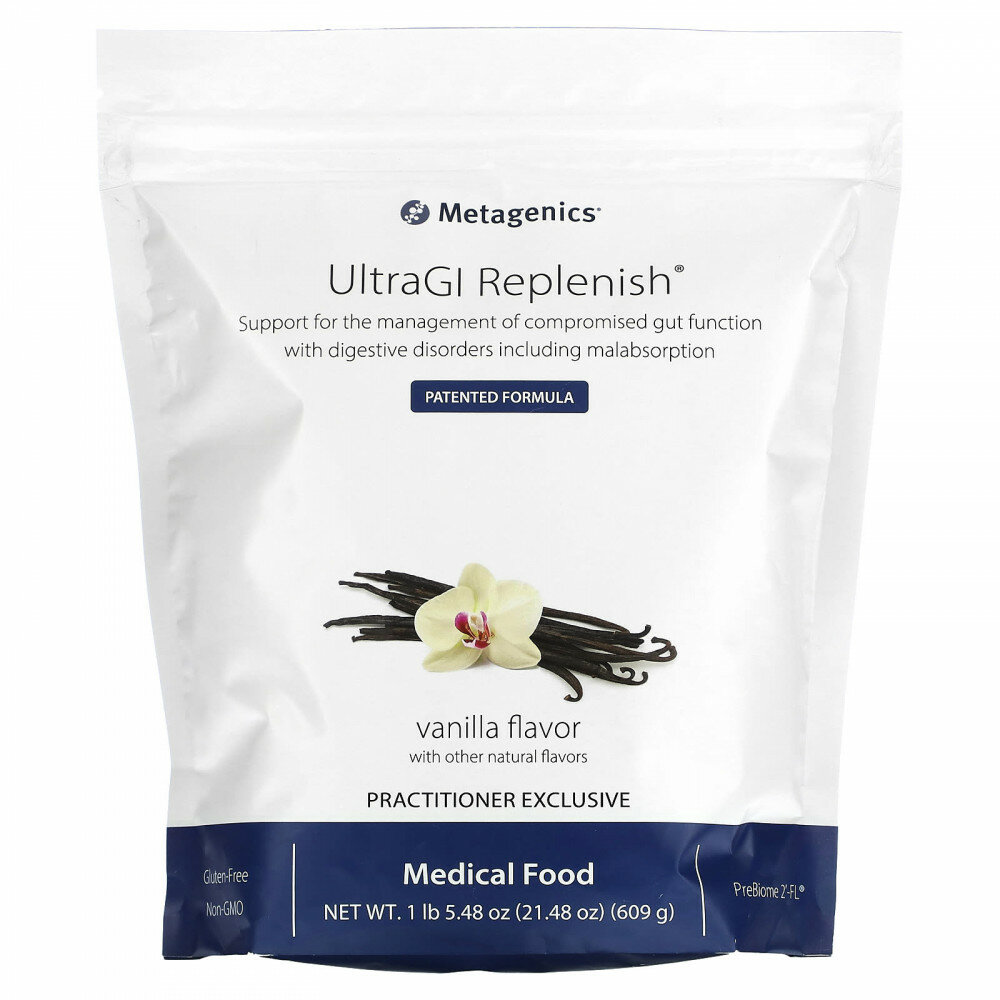 Metagenics, UltraGI Replenish®, лечебная пищевая добавка, со вкусом ванили, 609 г (21,48 унции)