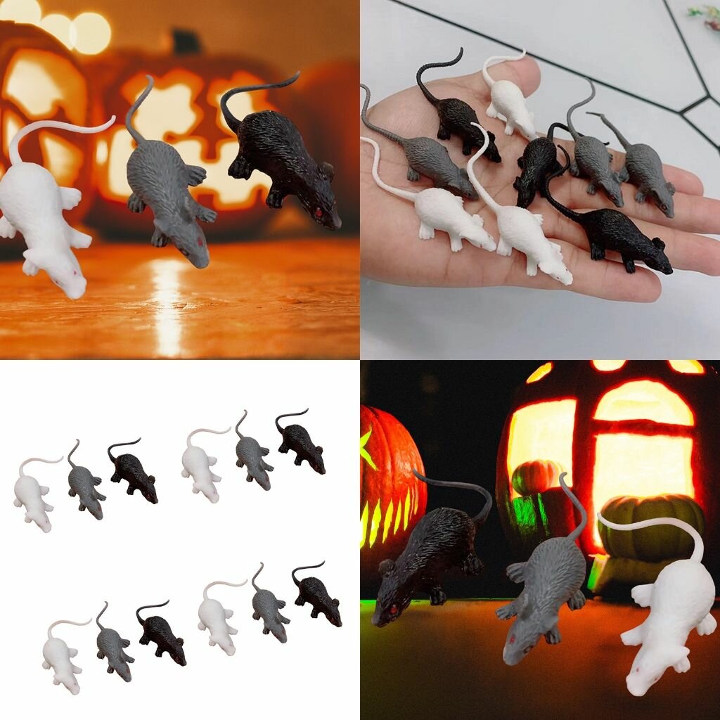 (1 упаковка из 12 штук) Имитационная мини-мышь-паук для украшения Хэллоуина-модель черного паука