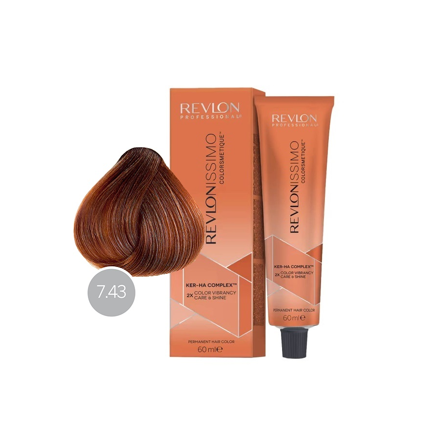 Revlon Professional Revlon Revlonissimo Colorsmetique 7.43 - Перманентная краска для волос блонд медно-золотой 60 мл