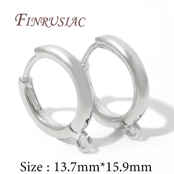 FINRUSIAC Швензы сережки кольца, Rhodium Plated, 13.7*15.9 мм