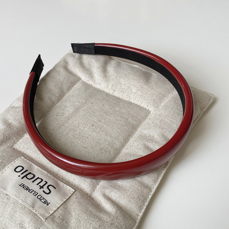 Повязка на голову 2024, красная, кожаная, женская