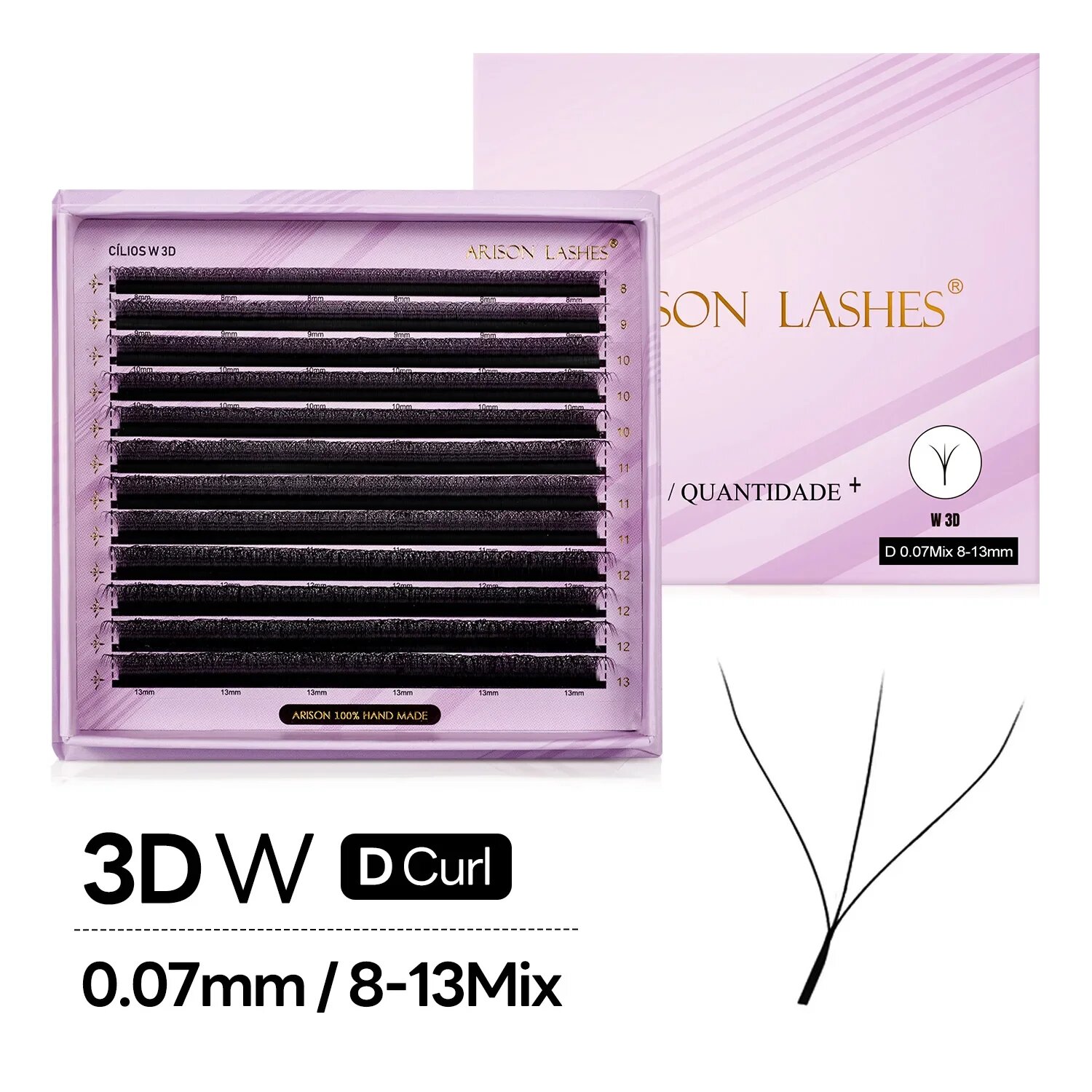 ARISON 3D W D Curl ресницы 0.07mm 8-13mix