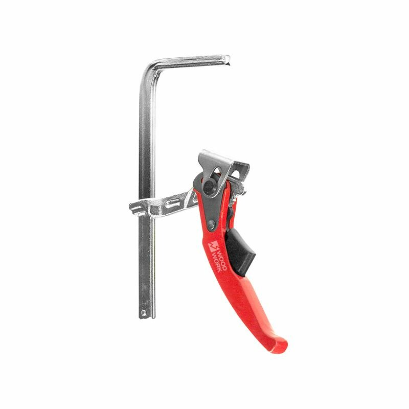 Струбцина кованая F-тип 160х60мм c рычажной рукояткой для установки в Т-паз. Усилие прижима до 160 кг