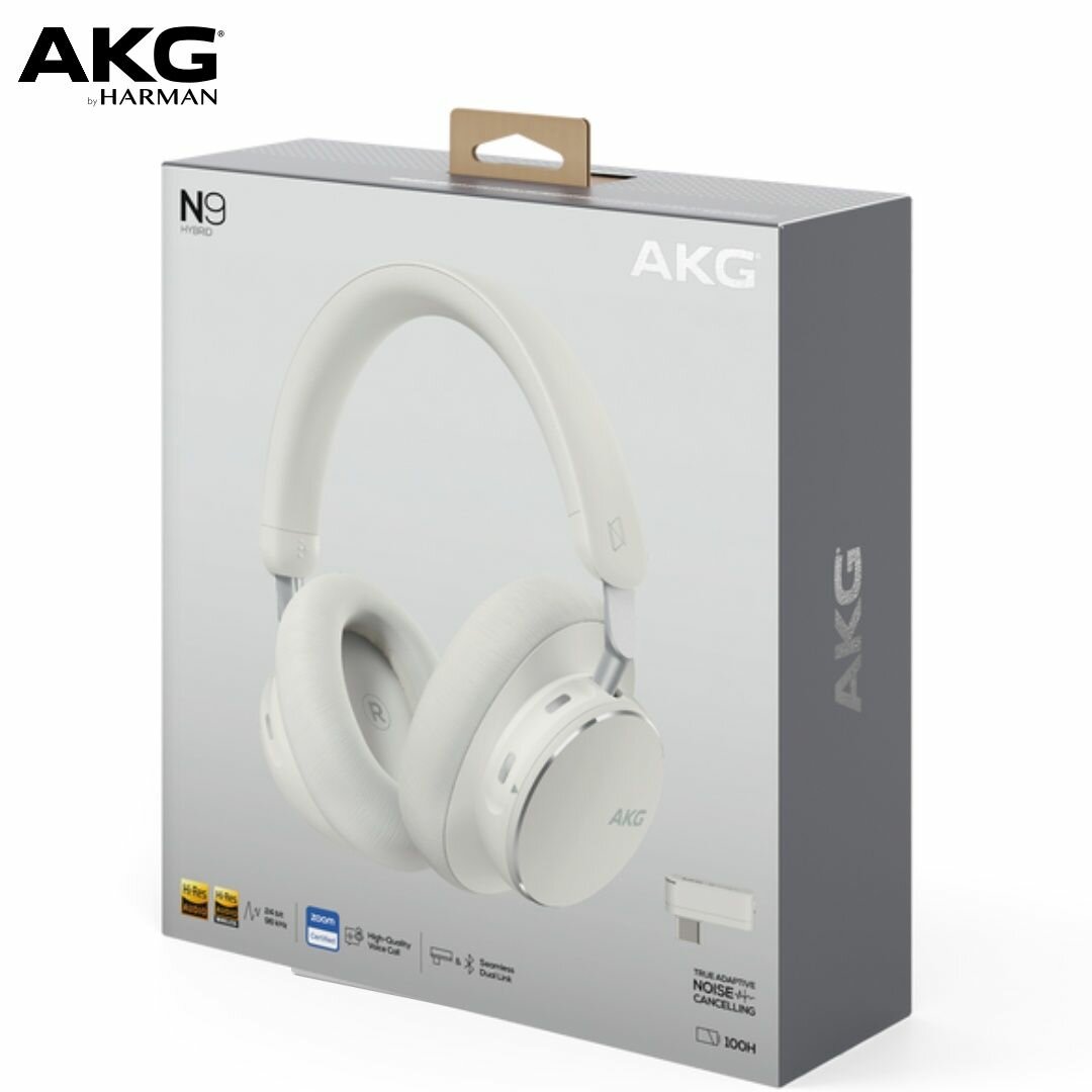 Беспроводные наушники AKG N9 HYBRID ANC Bluetooth/2,4G LDAC(AKG HEADPHONES APF), Белый